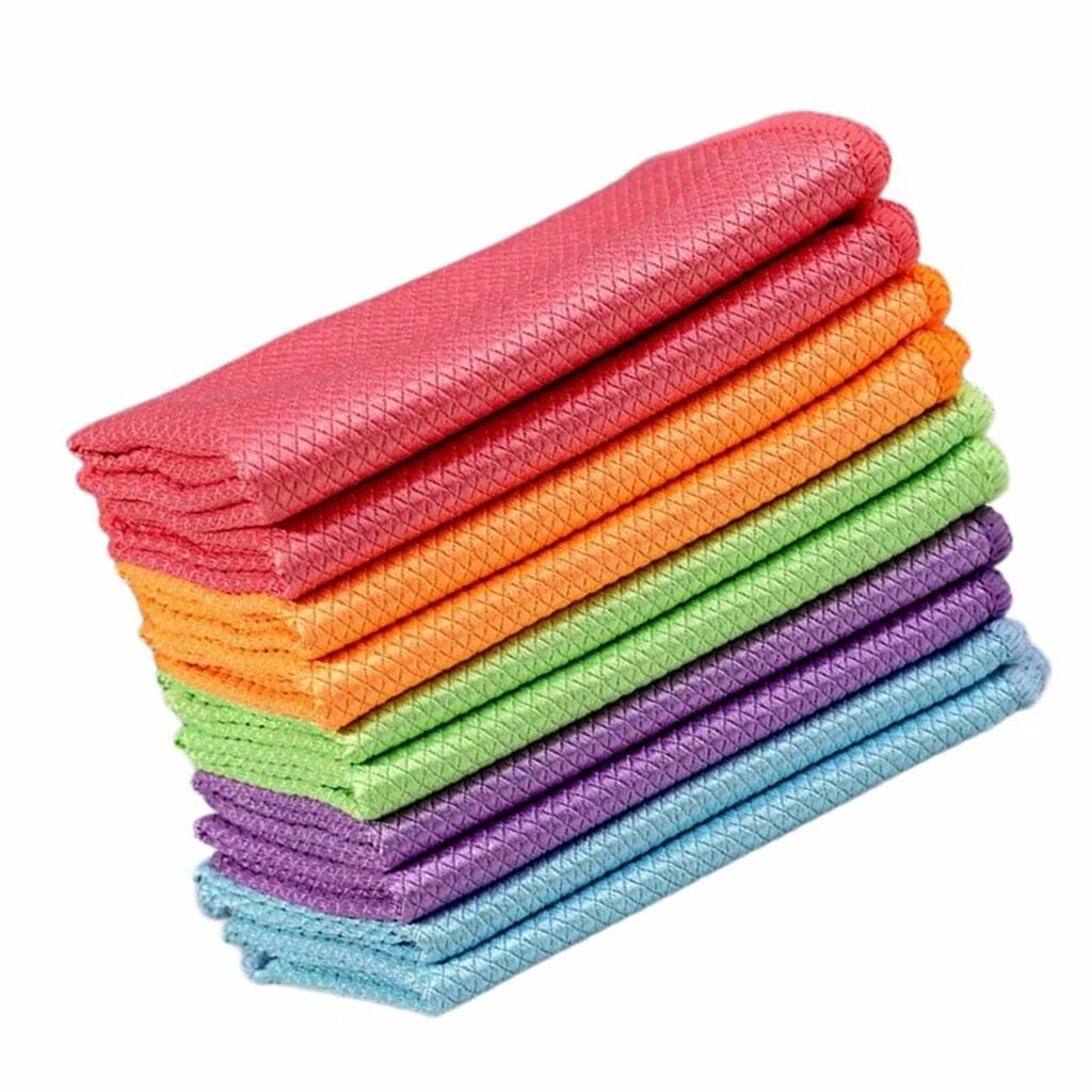 Упаковка из 10 штук, сетка из рыбьей чешуи, бесшовная ткань для чистки-фиксация краев (случайный цвет)- 30 х 40 см