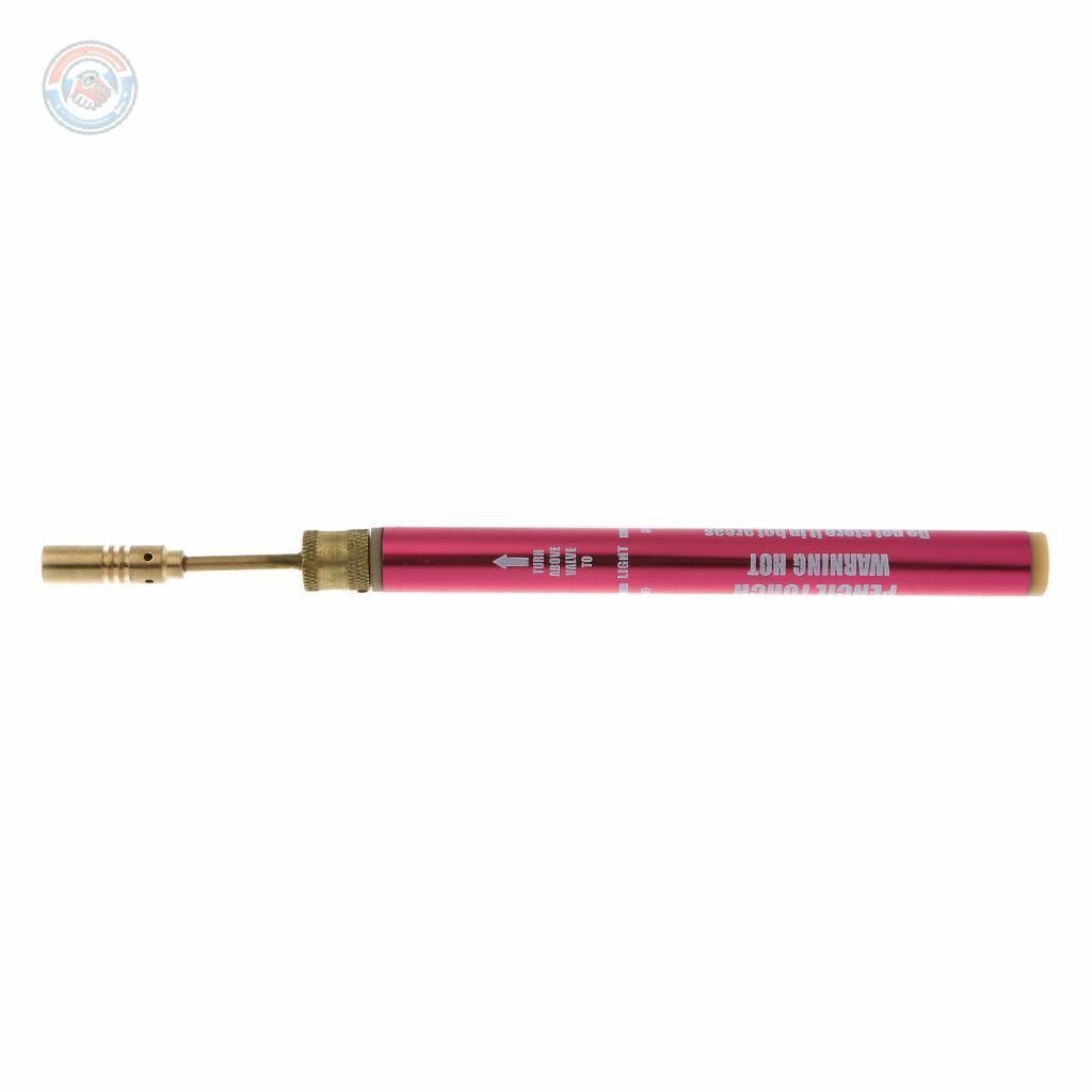 Мини-горелка для пайки и продувки, регулируемая подача газа, универсальный инструмент для ПВХ, ювелирных работ и пирографии, розовая ручка 19,5 см
