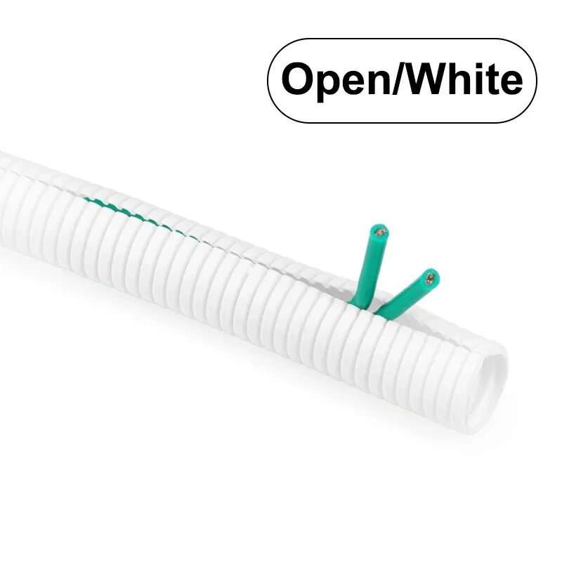 Белая гофрированная труба ПП 1/3/5 м AD7,5 мм ~ 34,5 мм AD 11.6 x ID 8mm, White Open, 5 meters