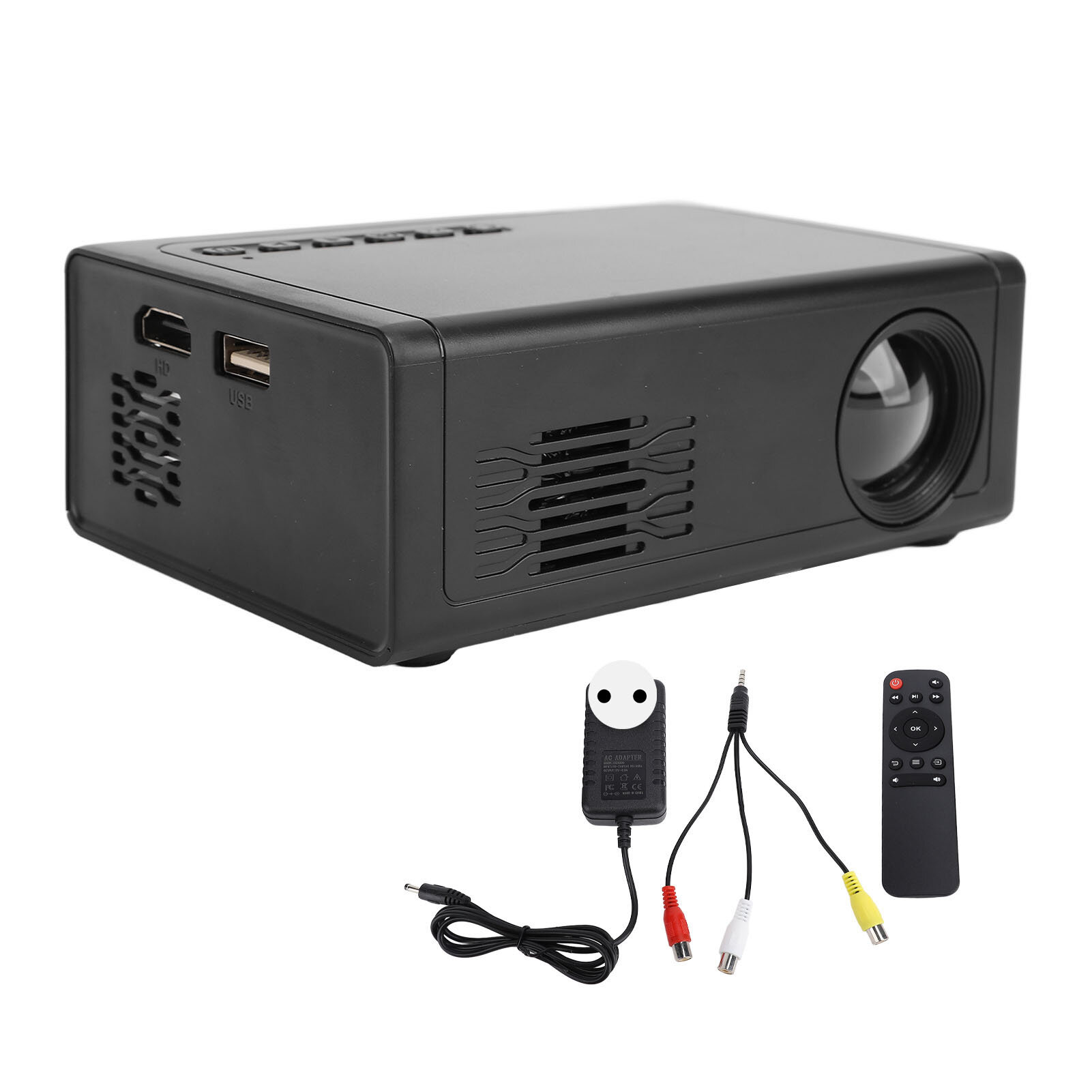 Портативный проектор 1080P, HDMI, черный, EU Plug
