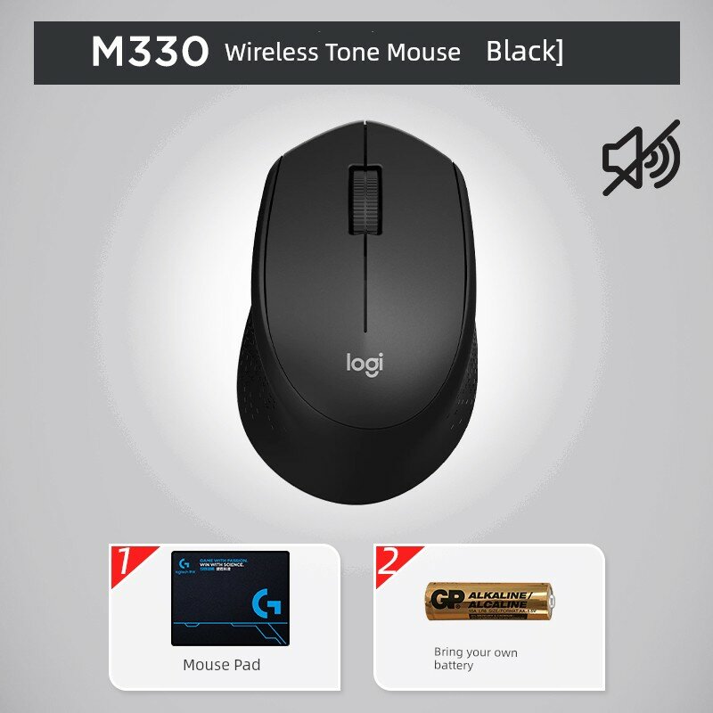 Беспроводная мышь Logitech M330 для ноутбуков и настольных компьютеров, бесшумная для офисного использования,