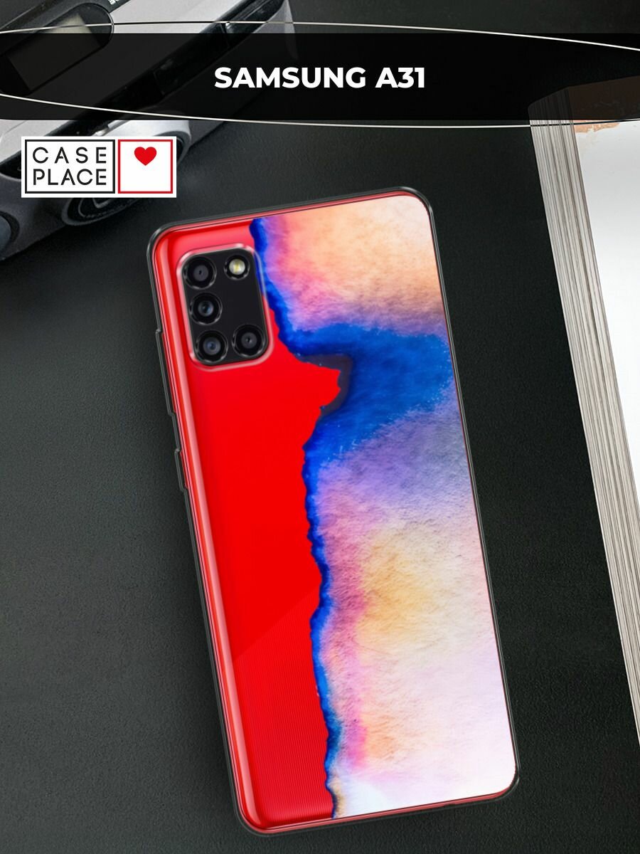 Чехол на Samsung Galaxy A31 / Самсунг Галакси А31 с принтом Синяя акварель, прозрачный