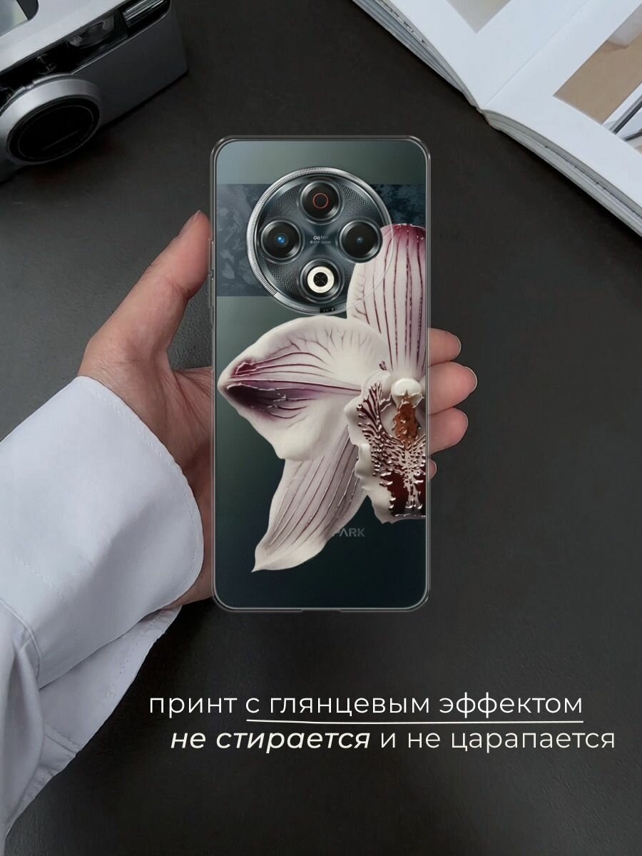 Чехол на Tecno Spark 30 / Текно Спарк 30 с принтом Белая орхидея — фото 1