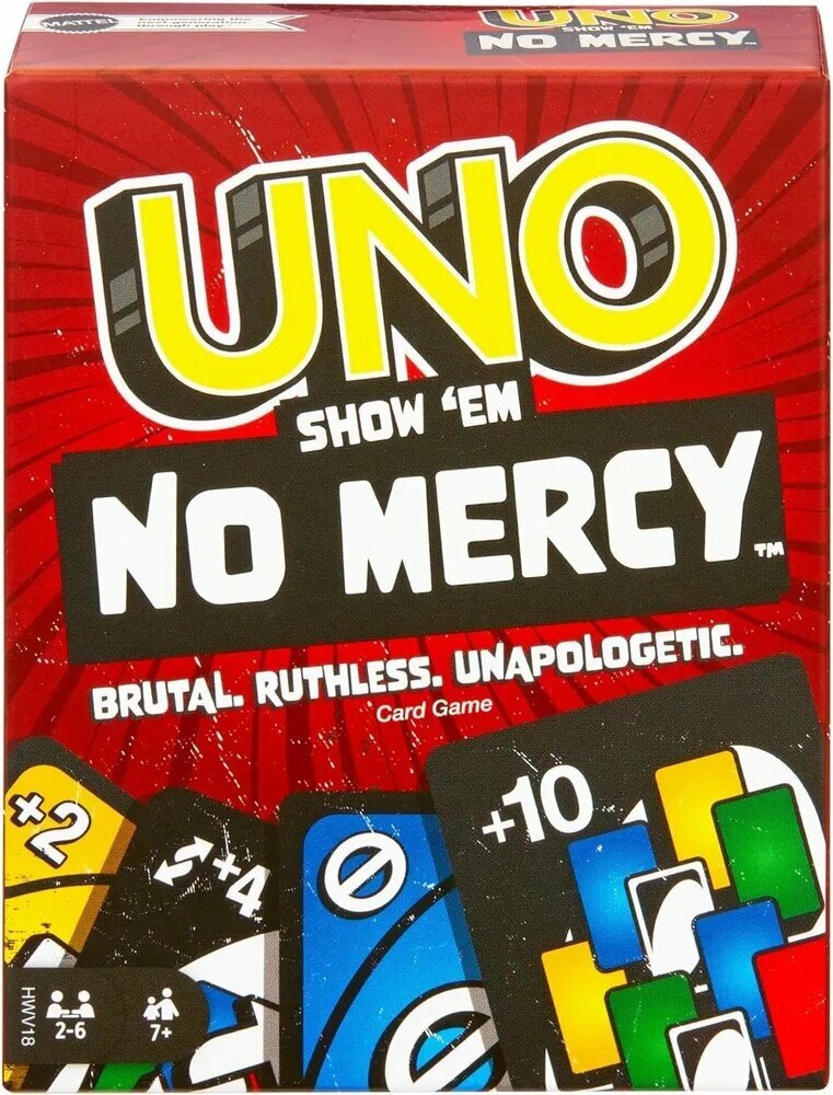 Mattel Games UNO Show No Mercy карточная игра для детей, HWV18