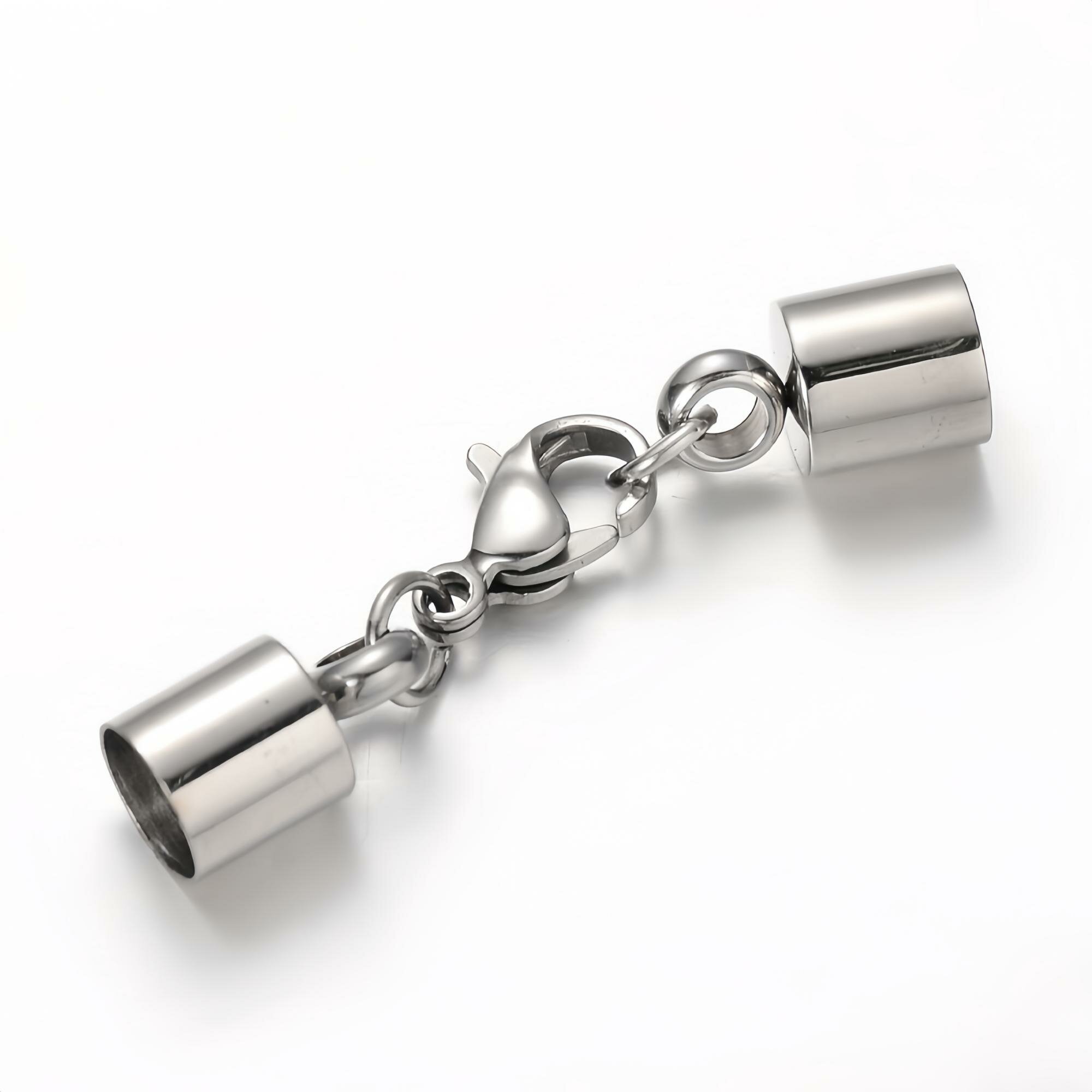 Застежка-карабин 11х6мм с клеевыми концевиками 12х7мм (внутренний размер 6мм), базовый материал - нержавеющая сталь, без покрытия, 1 шт.