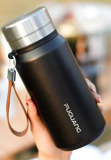 Термос Fuguang Insulated Mug, 316 нержавеющая сталь, большая вместимость, 600ml, black