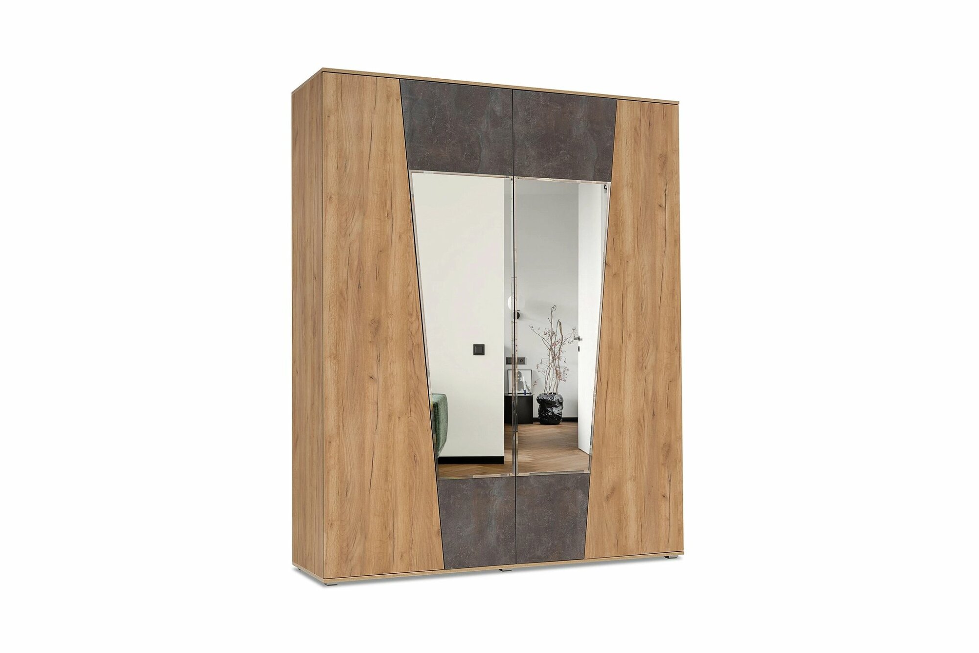 Шкаф Соренто 4-х створчатый дуб крафт / бетон темный