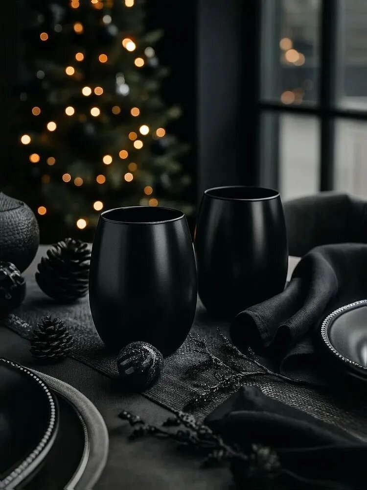 Стаканы черные подарочный набор Chef&Sommelier "Праймери" 2 шт, 360мл. Стекло, для коктейлей, воды. Франция