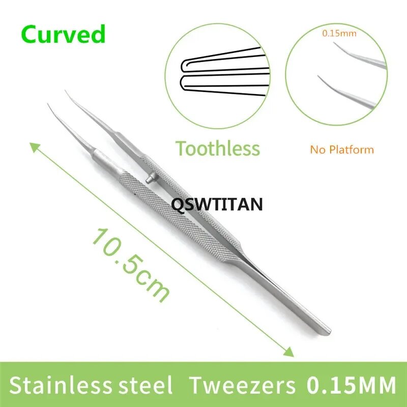 Щипцы микрохирургические из нержавеющей стали, 10.5 см, Toothless curve 0.15