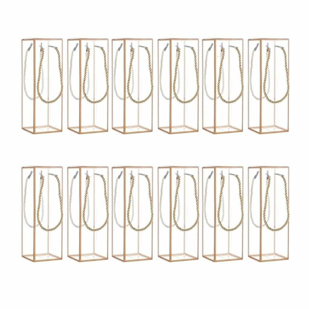 Упаковка из 12 прозрачных пластиковых подарочных коробок с золотой каймой