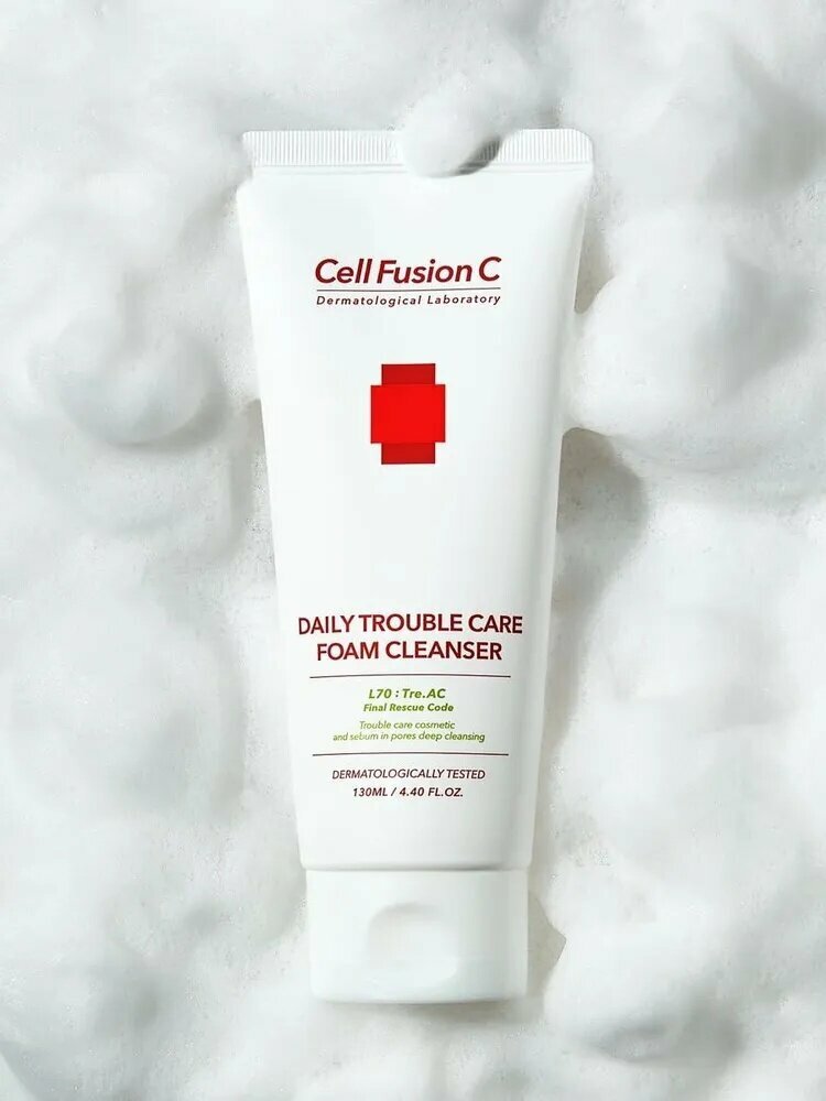 Cell Fusion C The. Пенка для умывания AC Daily Trouble Care, нежное пенящееся очищающее средство для кожи, склонной к акне, с салициловой кислотой, 130 мл