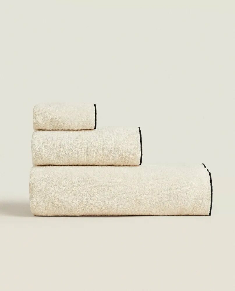 ZARA HOME Полотенце для лица, рук zara home, Бязь, 30x50 см, кремовый, 1 шт.