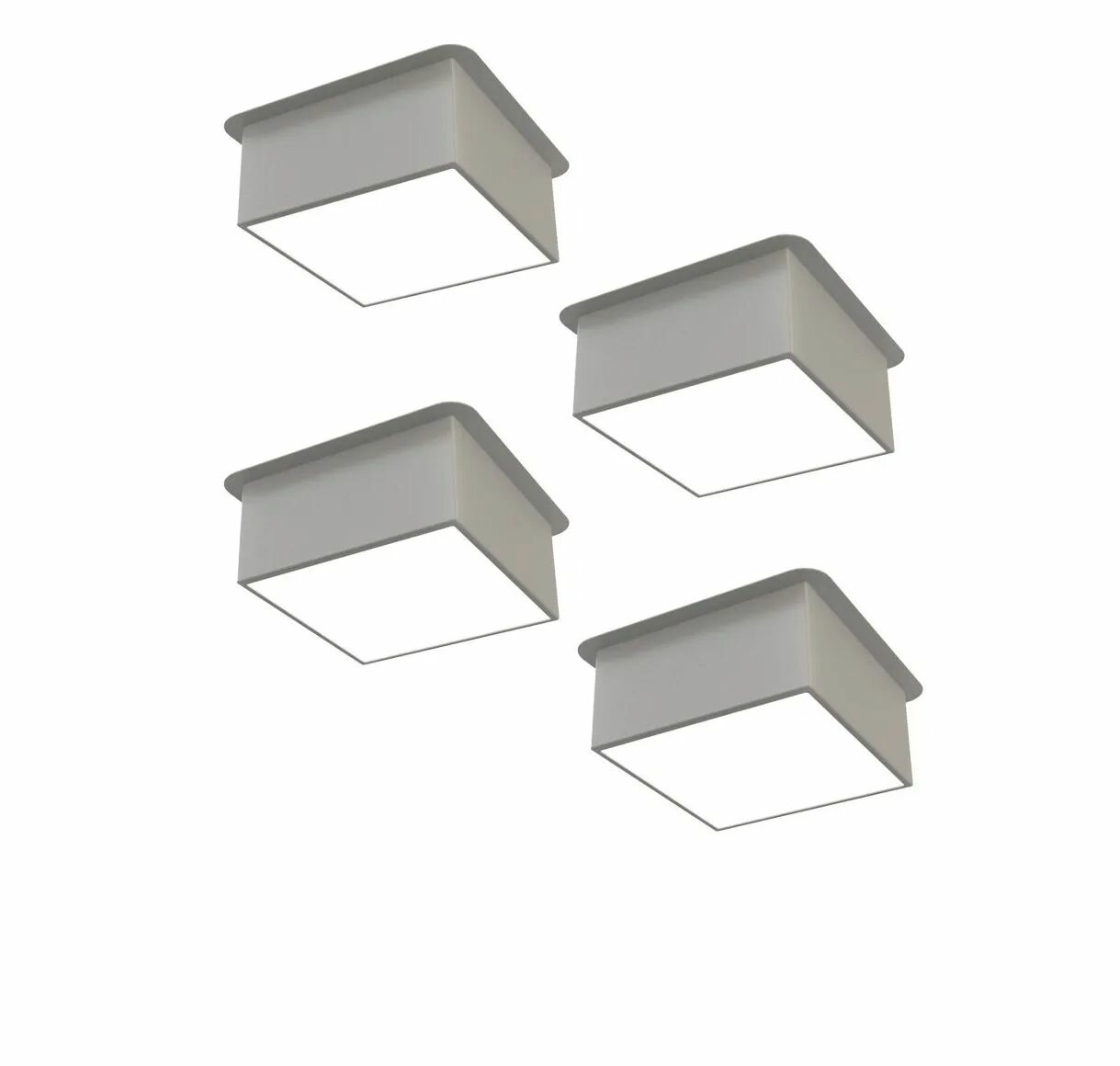 Светодиодный светильник Грильято Домино х4 100х100 24Вт 4000К серый