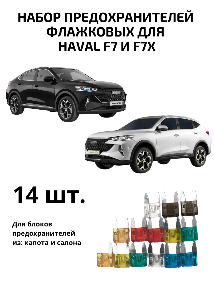 Набор предохранителей Haval F7 и F7x флажковые предохранители разных номиналов
