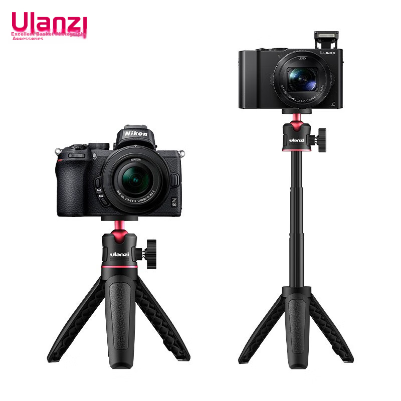 Ulanzi MT-08 (Black) Mini Portable Tripod, Desktop Phone Live Streaming Stand, Vlog Extendable Selfie Stick, Universal for Mirrorless G7X3 Camera And Smartphone