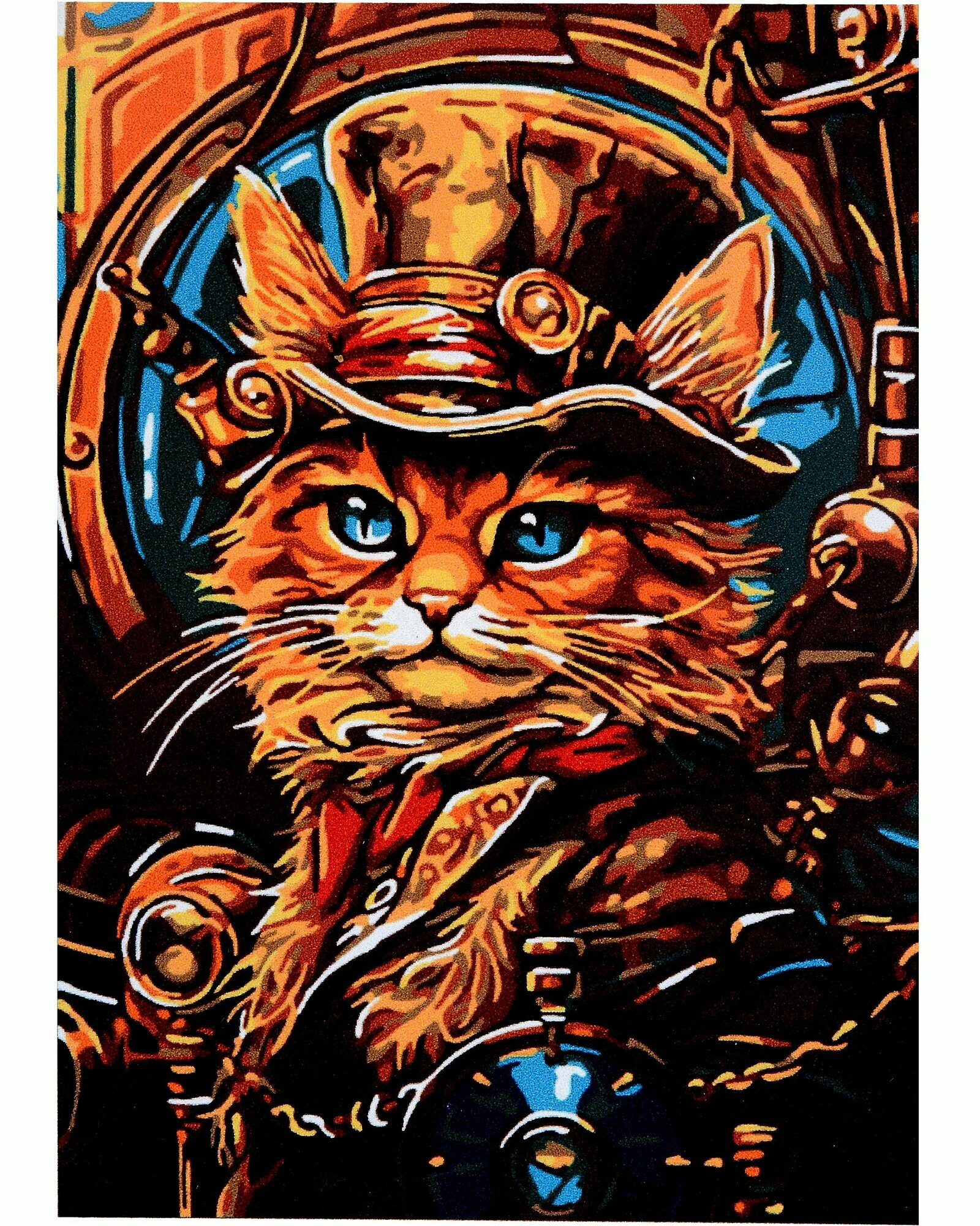 Картина по номерам на картоне "Кот-стимпанк", 20 х 28,5 см