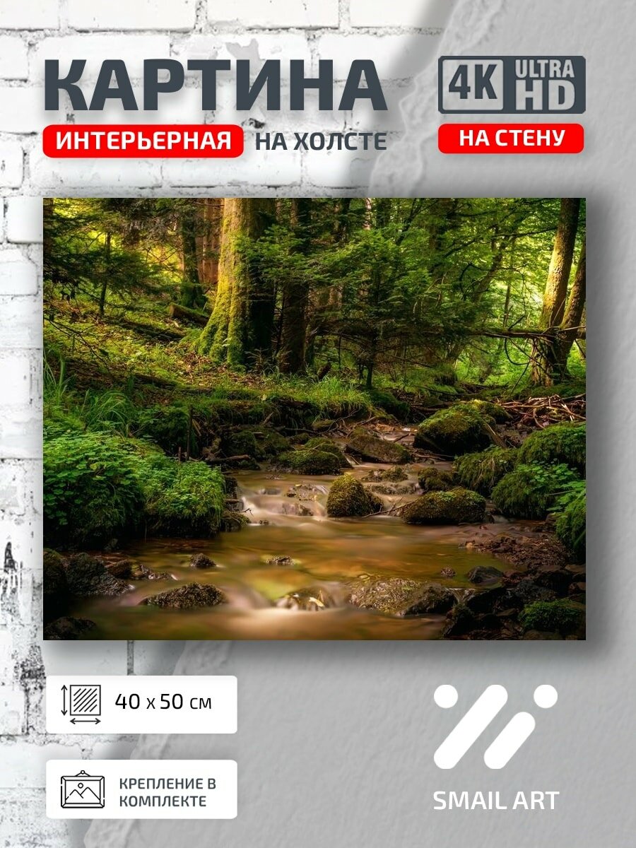 Картина на холсте интерьерная 40 на 50 на стену Природа Лес для кафе пейзаж