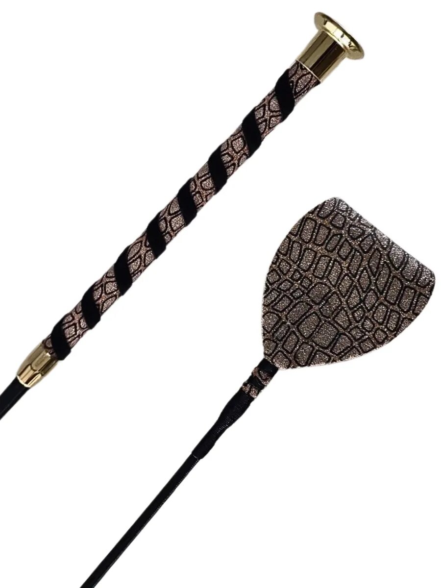 Хлыст конкурный 65 см для лошади с хлопушкой и декором блестками