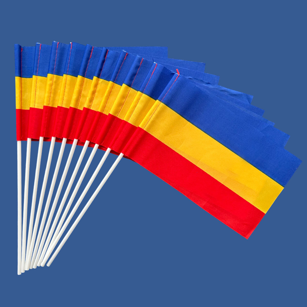 Комплект флажков Всевеликого Войска Донского на палочке (5шт); размер 15х23 см; материал: полиэфирный шелк