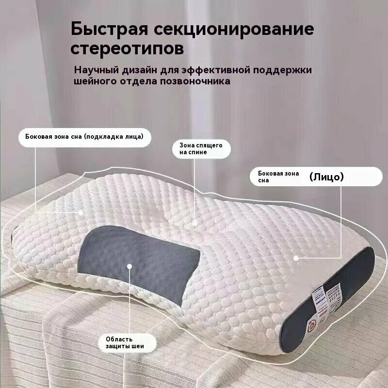 Ортопедическая подушка SPA с 3D массажем – Двойной эффект для шеи и позвоночника， 50x70см,