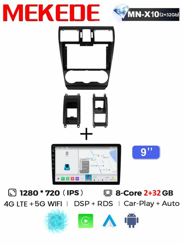 Магнитола 9" Mekede MN X10 Pro 2/32 Gb Subaru Forester SJ 2015-2018 carplay