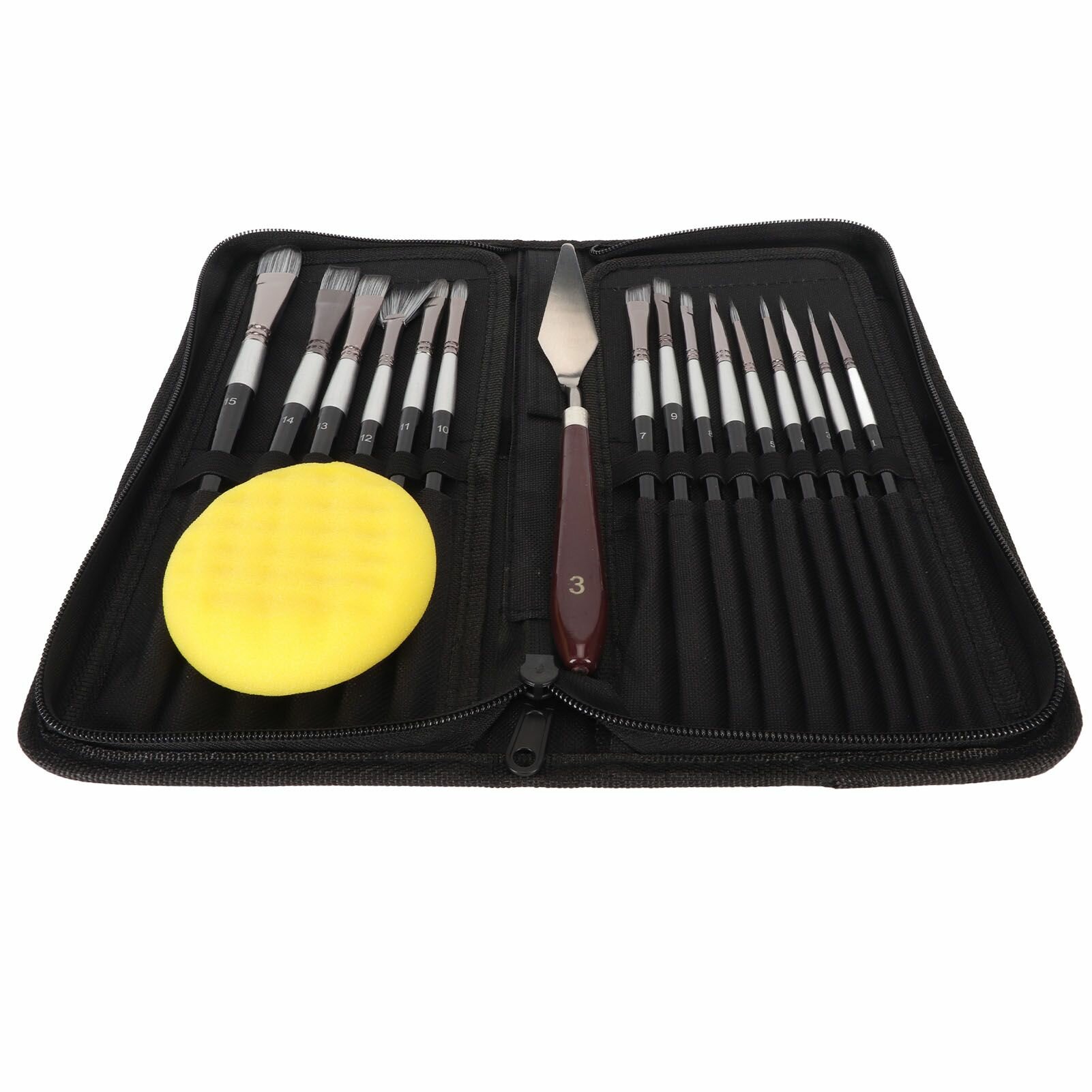 Набор кистей для рисования, 15 шт, удобная ручка, аккуратный мазок, набор акварельных кистей со скребком, тканевая губка, сумка для масляной краски