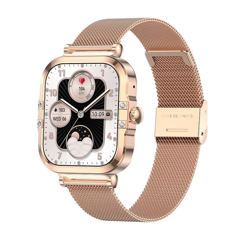 HK82 Fashion Women Smart Watch Amoled HD Screen Bluetooth Calling Wristband Girl Sport Fitness Tracker Lady Smartwatch