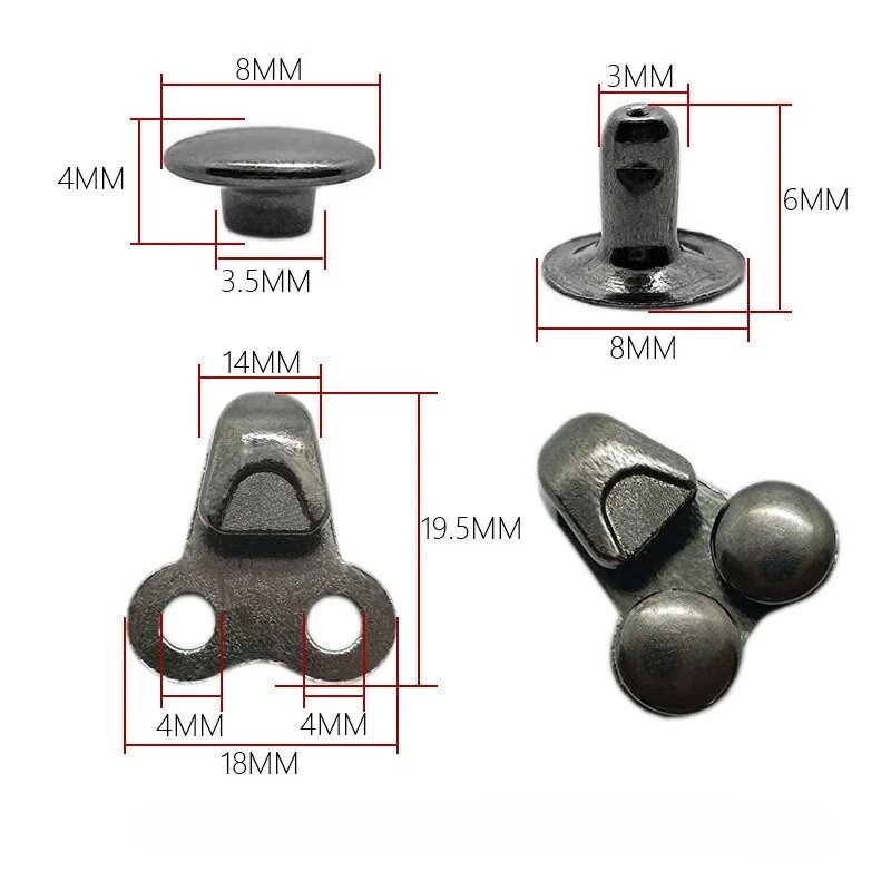 Металлические крючки для обуви, 10pcs, gun black C