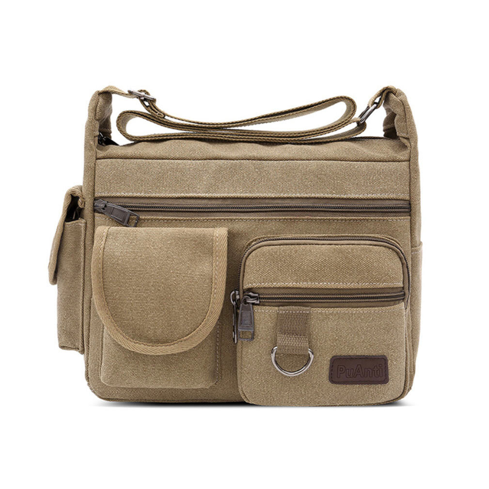 Sac messager en toile multicouche pour homme, sacoche à bandoulière grande capacité с дополнительными отсеками, sac de voyage decontracté для студентов, перемещения и повседневное использование вне помещений.