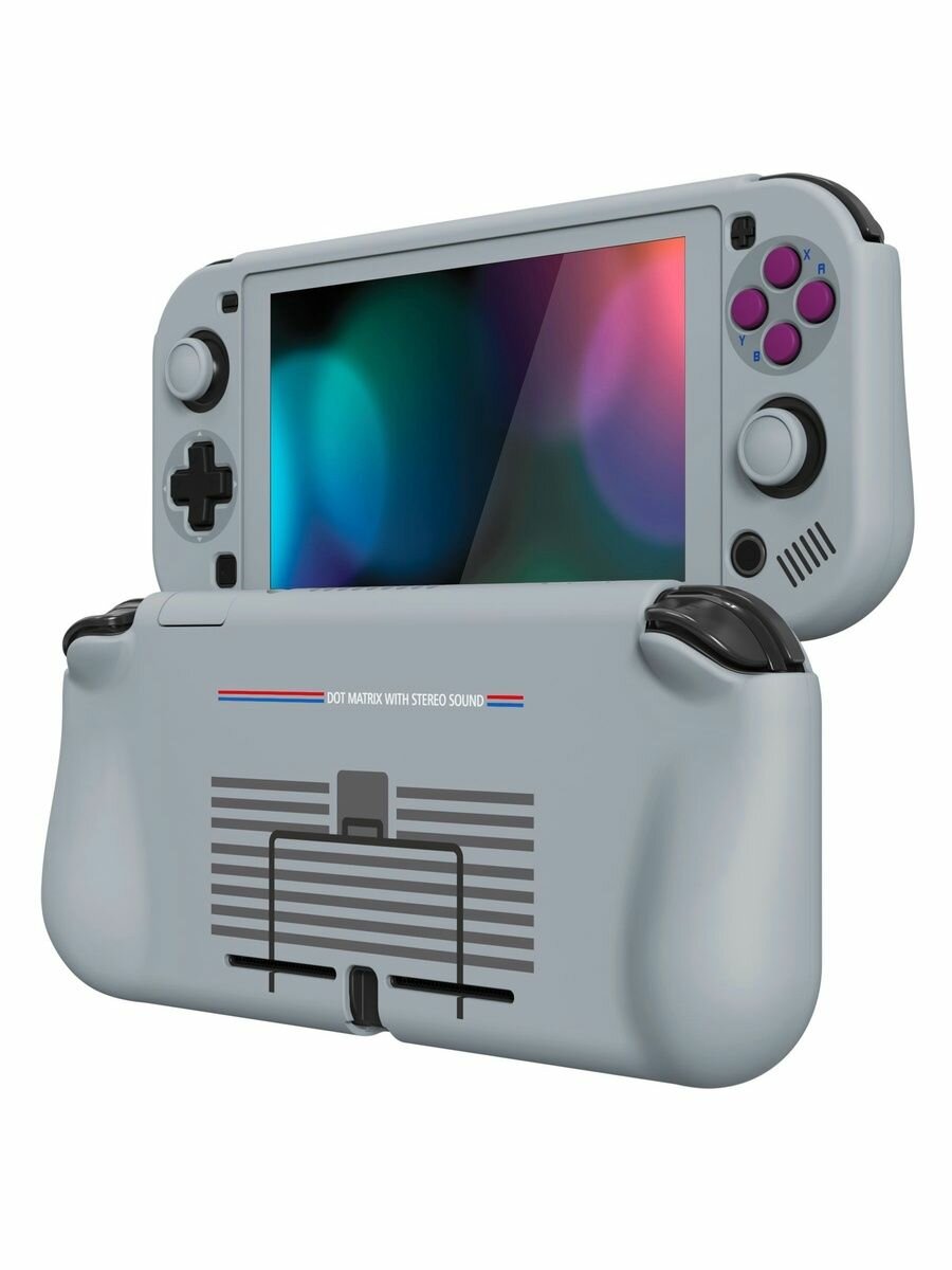 PlayVital Чехол ZealProtect для Nintendo Switch Lite, жёсткий эргономичный грипп с защитным стеклом и накладками, Классика 1989 GB DMG-01