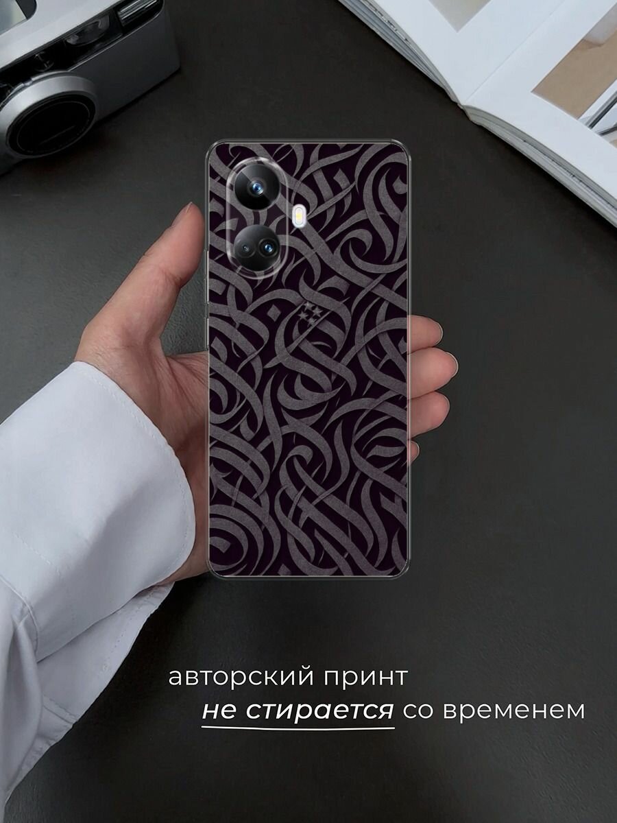 Чехол на Realme 10 Pro+ / Реалми 10 Про+ с принтом Металлическая паутина — фото 1