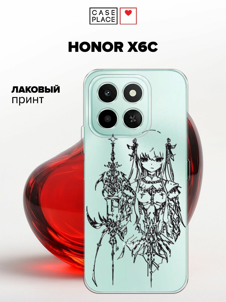 Силиконовый чехол на Honor X6c / Хонор Х6с с принтом Аниме девушка с мечом