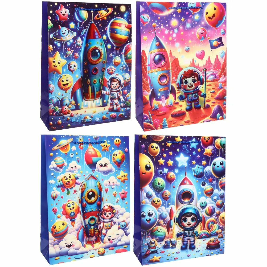 Пакет подарочный «Другая планета», 1шт, 31*42*12 см, прочная бумага, яркий космический дизайн, для детских праздников
