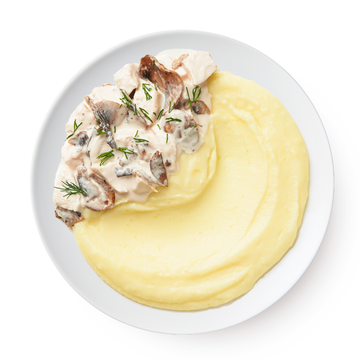 Курица в сливочном соусе с грибами и картофельным пюре «Из Лавки»