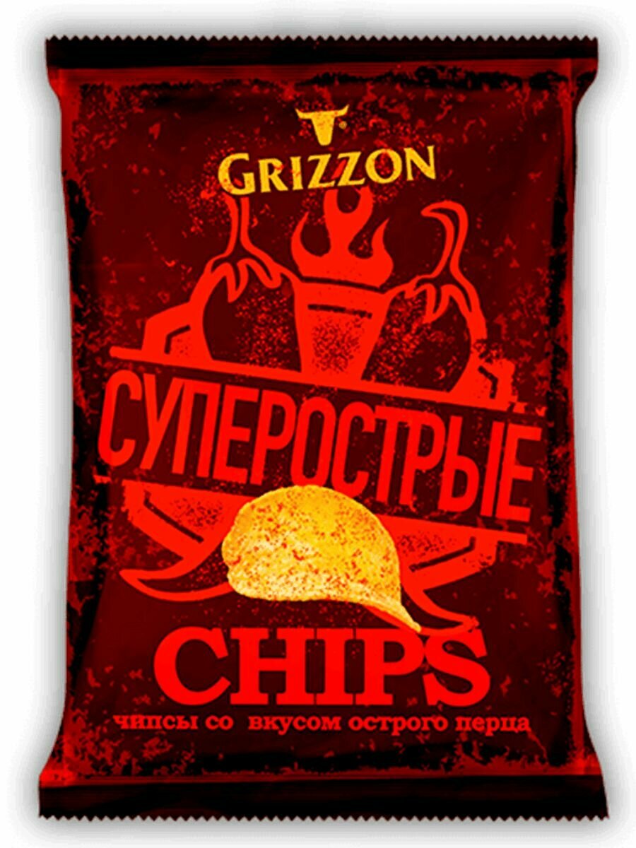 Чипсы картофельные Супер острые Grizzon 80 гр, 3 шт.