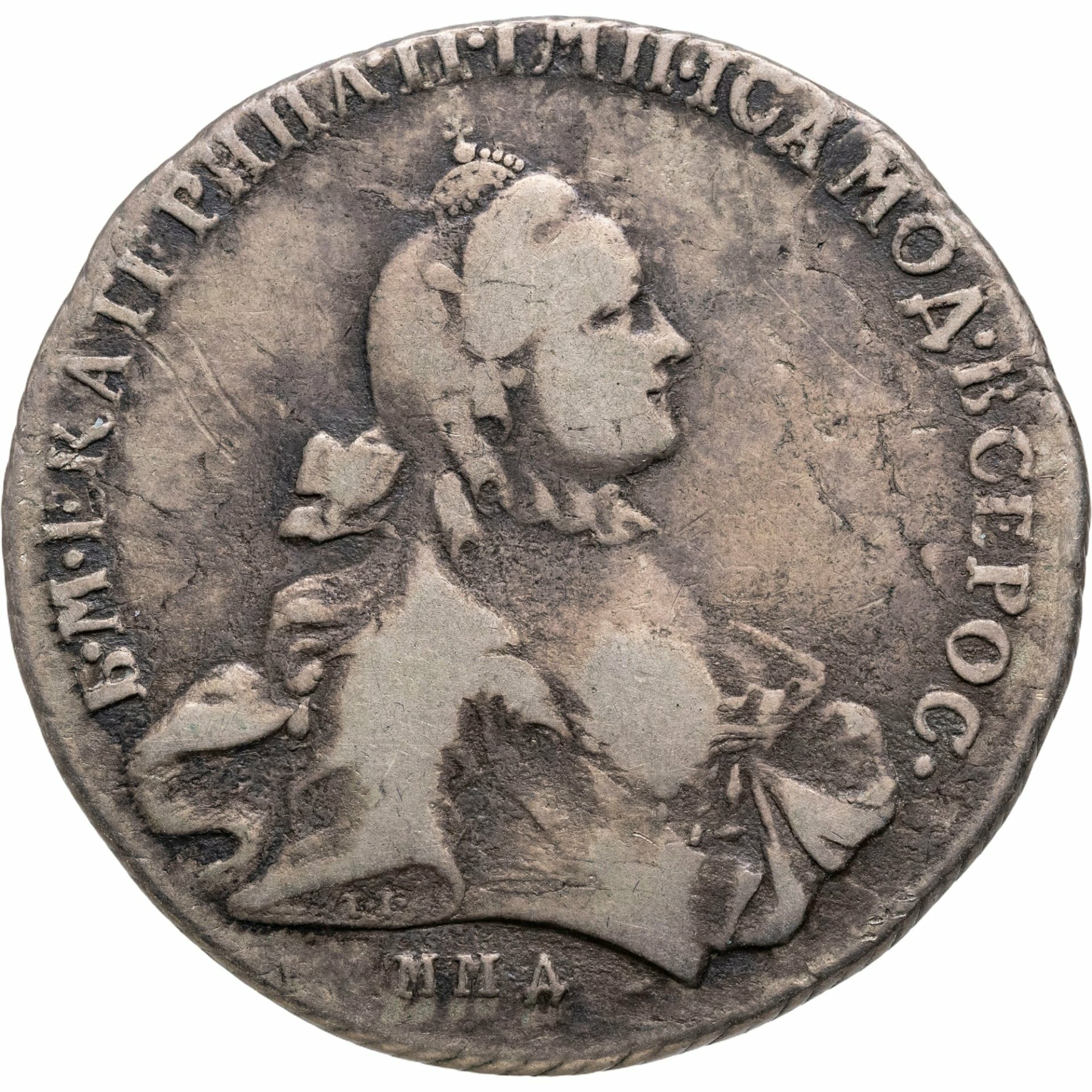 1 рубль 1765 ММД-TI-EI, Серебро 750, в сохранности F-VF