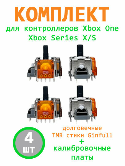 Механизм 3D cтика с эффектом TMR для джойстика / геймпада Xbox One, Xbox Series X/S /Ginfull/, 4 штуки + калибровочные платы