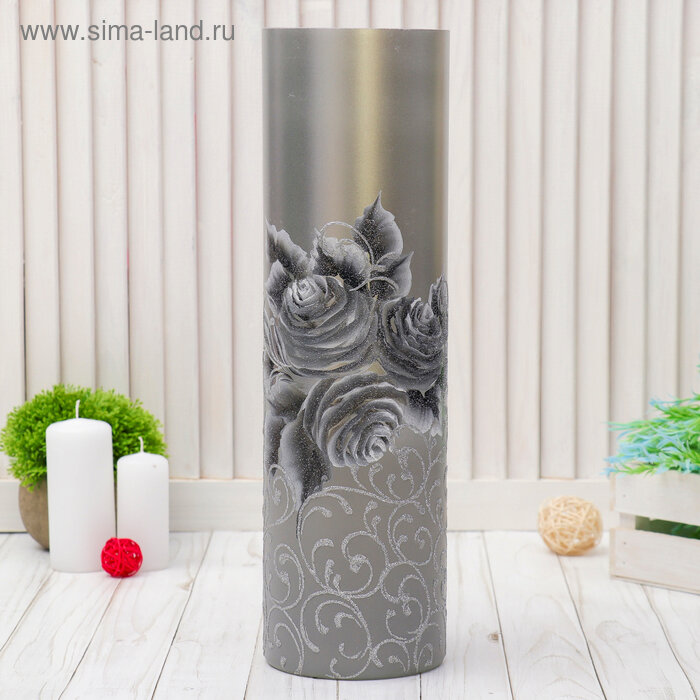 Ваза «Сильвер», 40×12 см, стекло, серая