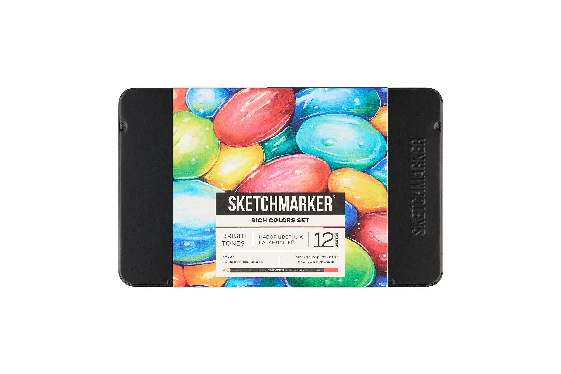Набор карандашей цветных SKETCHMARKER яркие цвета 12цв. металлическая уп-ка
