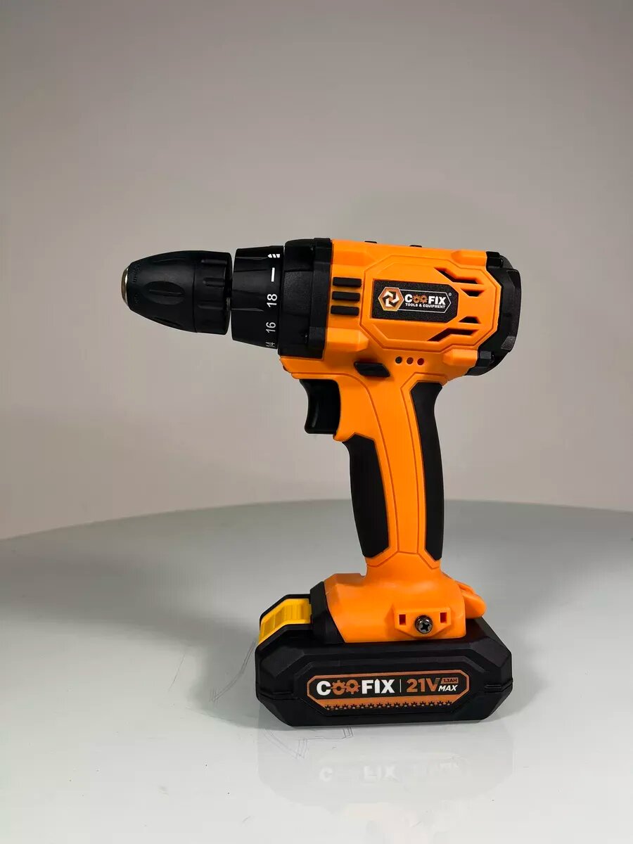 Аккумуляторная дрель-шуруповёрт Coofix CF-CD002C 21В, 30Н·м, Li-ion 2х1,3Ач, 2 скорости, подсветка, кейс