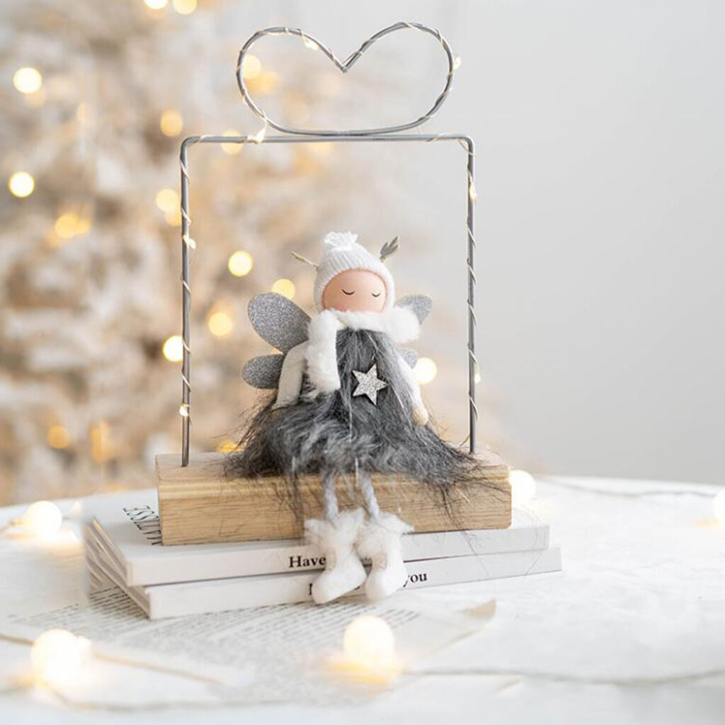 Рождественский плюшевый ангел для куклы, сидящая миниатюрная фигурка ангела, настольное украшение