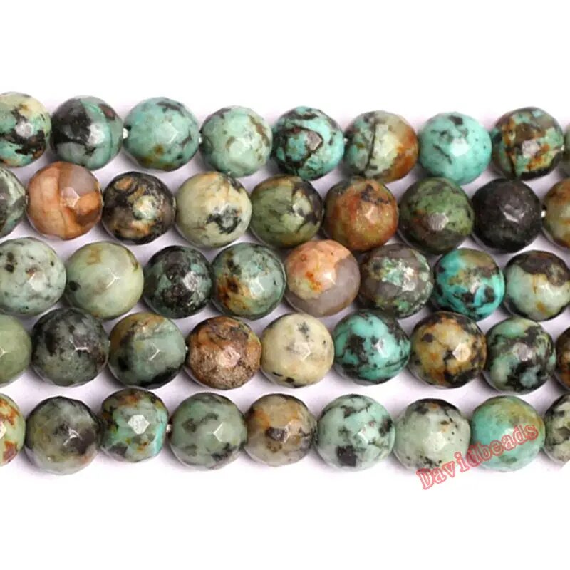 Граненые африканские бирюзовые бусины с камнями MOON BEADS 6-10 мм 8mm 48pcs 1lot