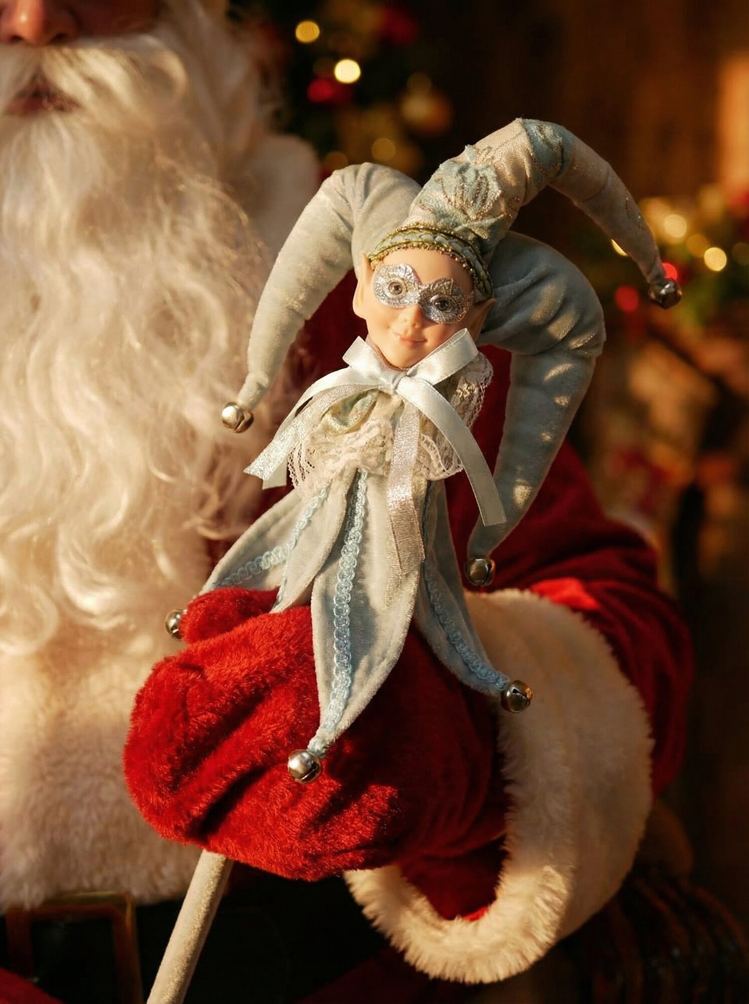 Новогоднее украшение для ёлки и декора-Рождественский эльф на ёлку, 55 сантиметров, голубой