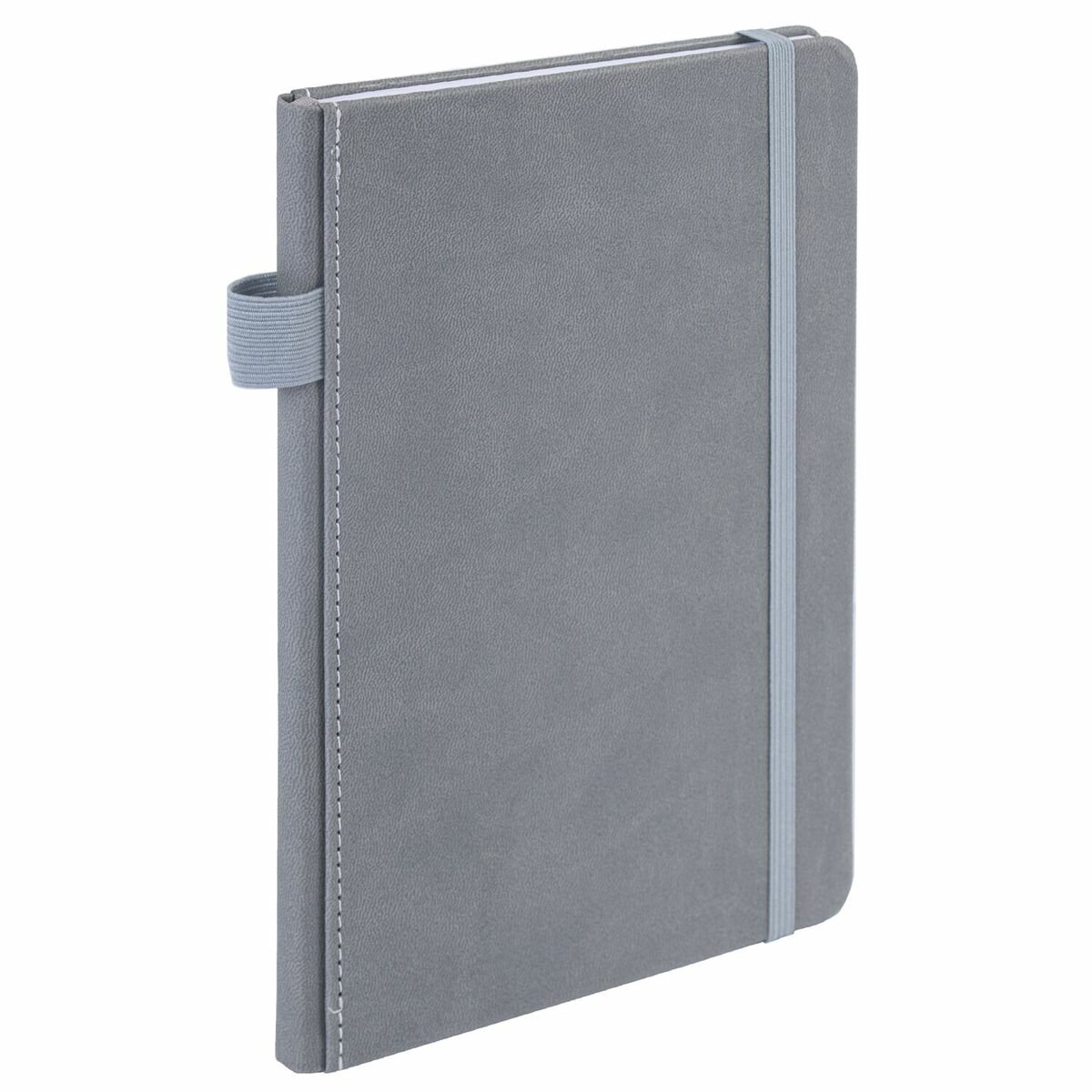 Блокнот А5 135x212 мм BRAUBERG "Edge", под кожу, резинка, держатель, 80 л, клетка, серый, 117146 (117146), 20 шт.