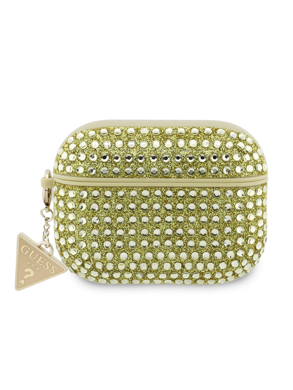 Чехол Guess для Airpods Pro 3, Diamond Rhinestone со стразами, с шармом, золотой