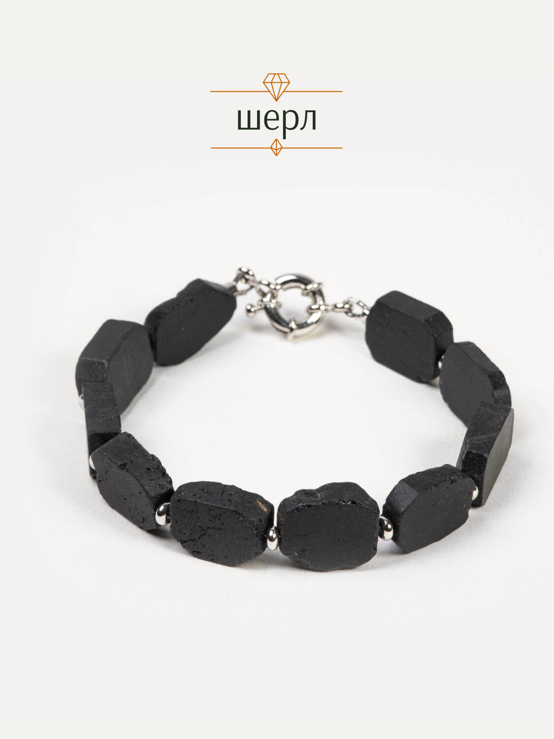Браслет-нить, турмалин черный