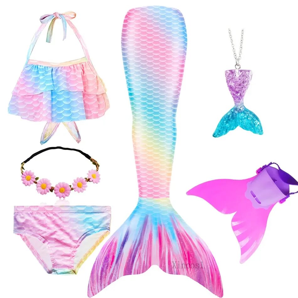 Плавательный костюм русалки с хвостом русалки для девочек, платье для косплея, подарок на Рождество и день рождения, купальник, можно добавить моноласт, костюм на Хэллоуин