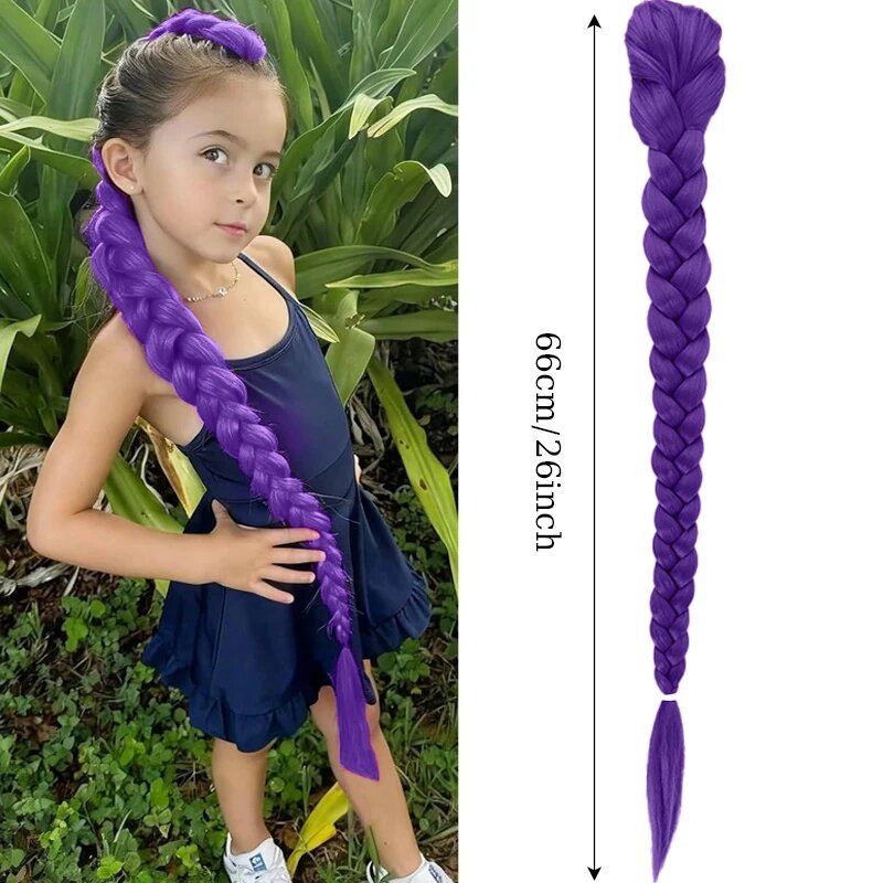 Фиолетовые плетеные волосы для наращивания хвоста LUPU для детей pur