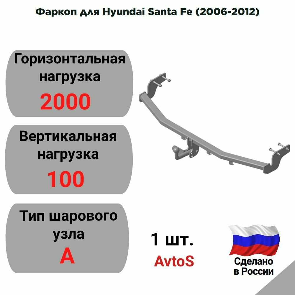 Фаркоп для Hyundai Santa Fe (2006-2012) "Avtos" HY24