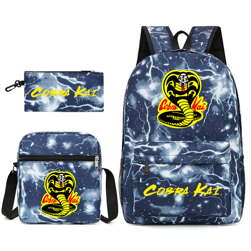Детская школьная сумка из трех предметов для каратэ, повседневный рюкзак, студенческий рюкзак для мужчин и женщин, уличный рюкзак большой емкости с принтом